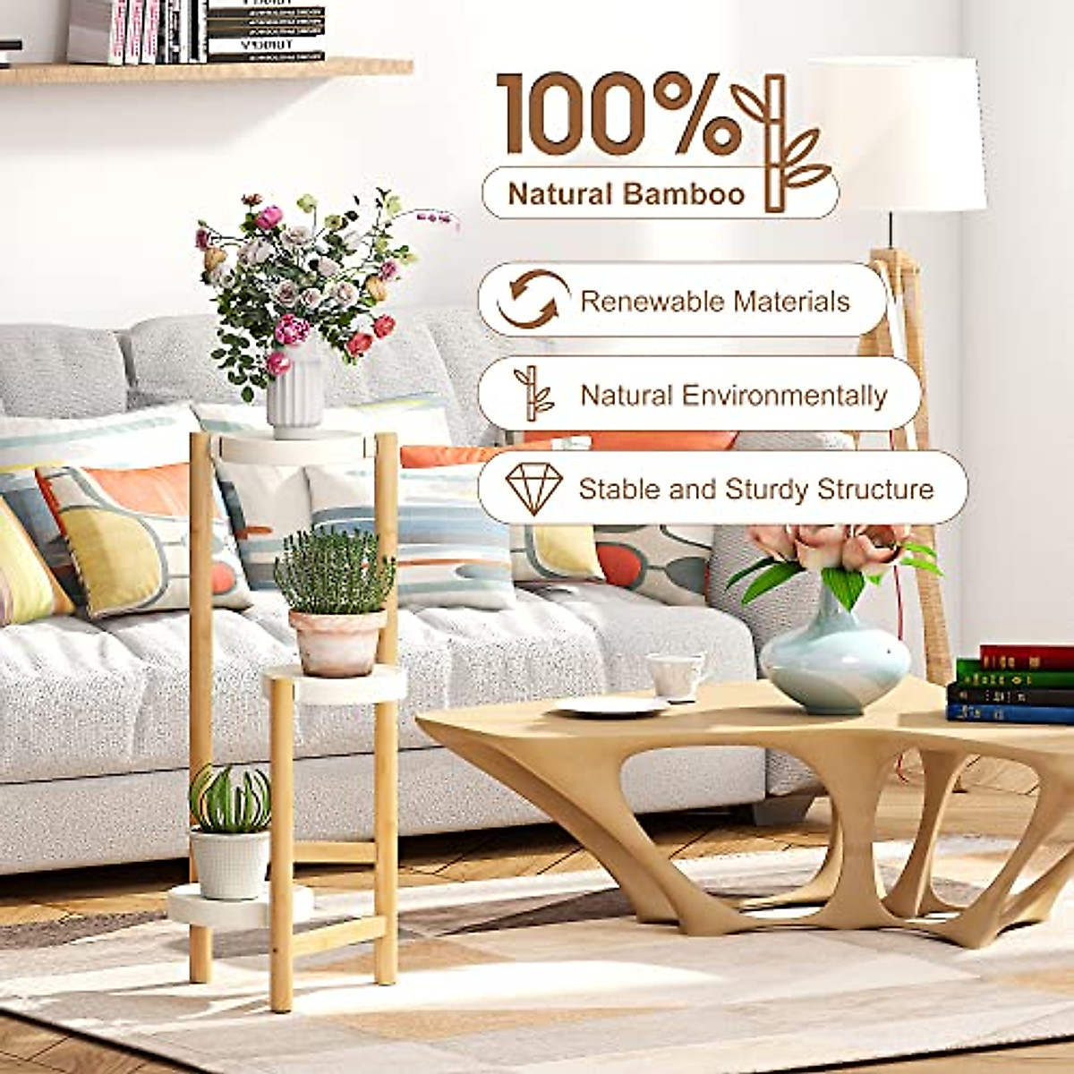 FILWH Plant Stand Indoor Outdoor Plant Rack 3 Tier 3 Potted Flower Holder Ladder Plant Stands Table Plant Pot Stand For Multiple For Balcony Window Living Room Garden Patio (3 Tier)