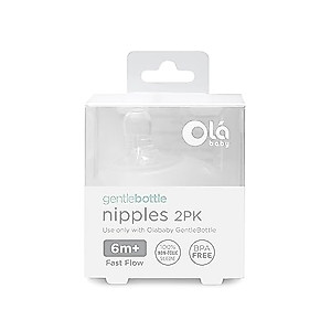 Olababy Gentle Bottle Silicone Replacement Nipple 2 Pack (6+ Months/Fast Flow)