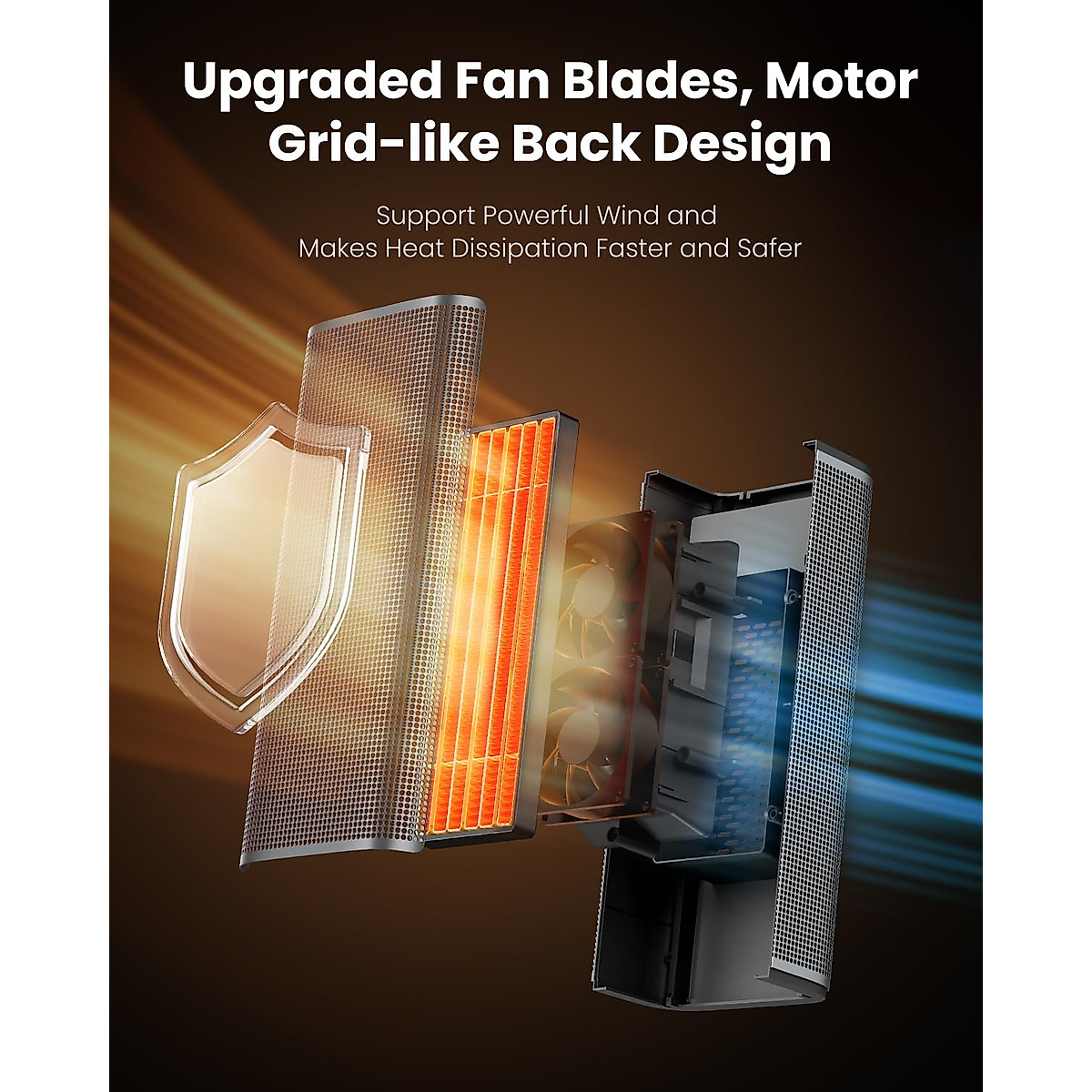 GAIATOP Space Heaters for Indoor Use, 1500W Portable Electric Heater, Quiet PTC Ceramic Heat with Thermostat, 5 Modes, Remote, 60° Oscillating, 12Hrs Timer, Powerful Wind for Bedroom Office Home