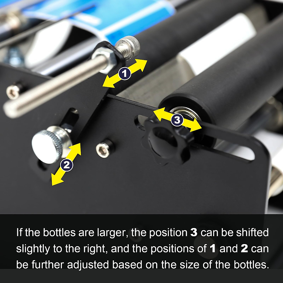 ZONEPACK Upgraded Manual Labeling Machine Label Applicator Bottle Labeler Sticker Label Printer Packing Machine with Handle for Round Glass Plastic Metal Bottle etc…