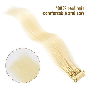6D First Generation Hair Piece, 100% Real Natural Hair Extensions, Can Perm and Dye Hair No Tangling, Ten Bunches in a Row (18Inch, 60）