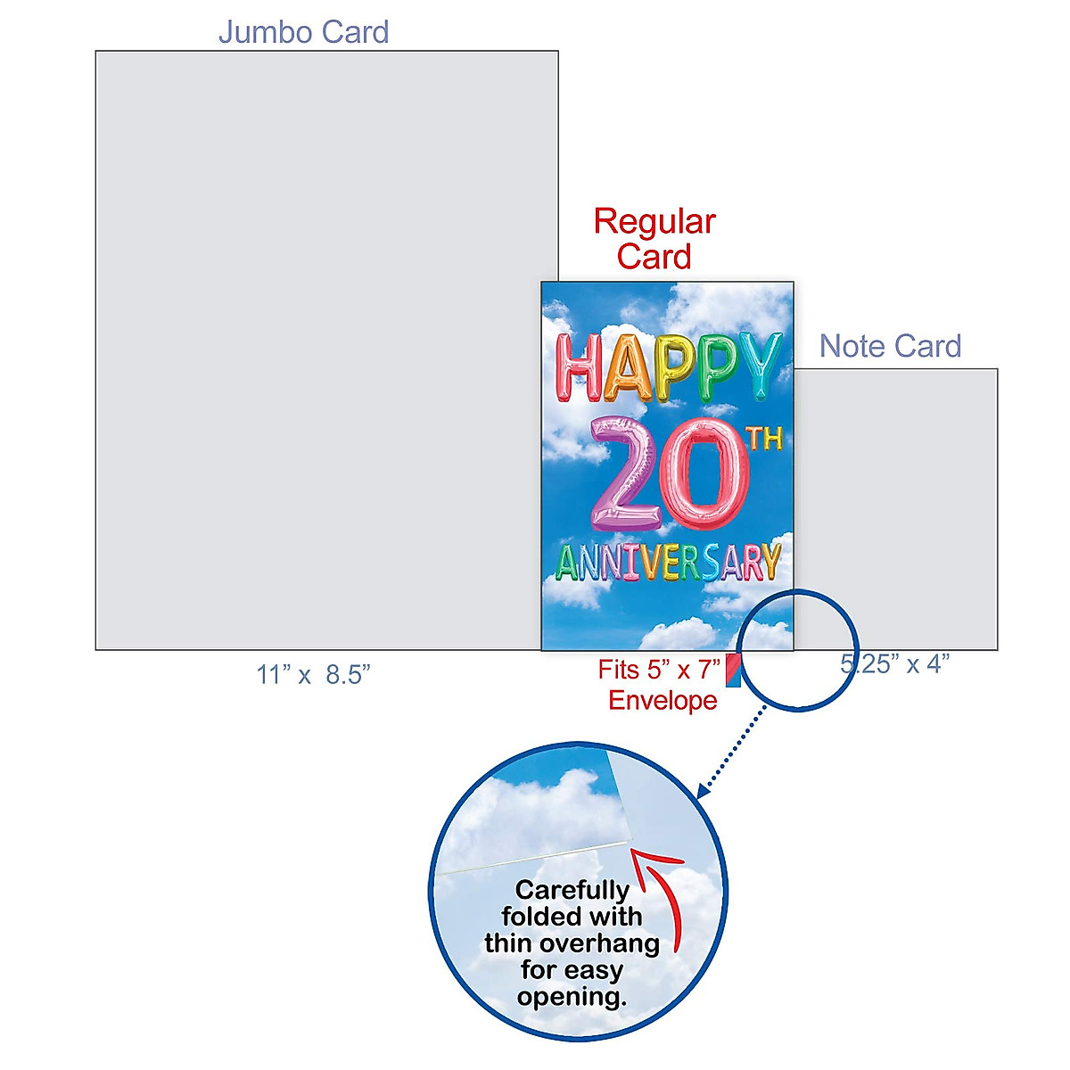 The Best Card Company - 50th Jumbo Birthday Greeting Card (8.5 x 11 Inch) - 50 Years Old Celebration (Not 3D or Layered) - Inflated Messages Milestones 50 (Not Actual Balloons) J5651CMBG-US