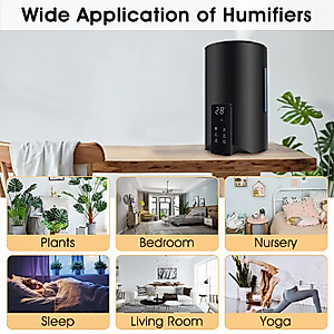 Cool and Warm Humidifiers for Bedroom Large Room, Top Fill 4.5L Quiet Smart Ultrasonic Humidifier for Babies Nursery, Plants & Whole House Built-in Humidity Sensor Essential Oil Diffuser 360°Nozzle