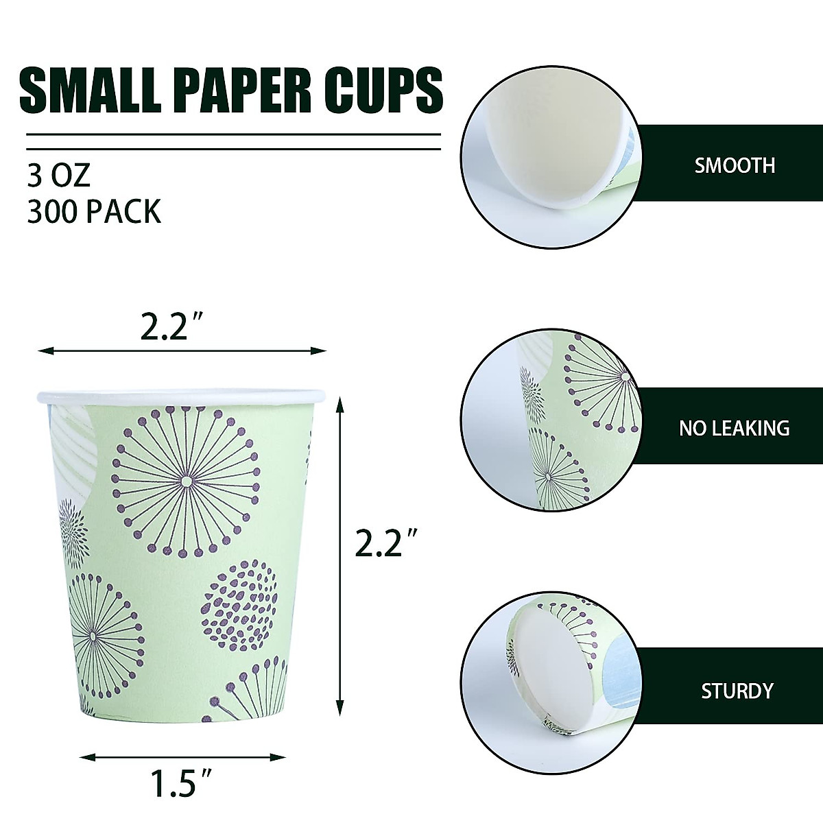 Clawsoff [300 Pack 3 oz Paper Cups, Disposable Bathroom Cups, Small Mouthwash Cups, Mini Paper Cups 3 Ounce for Bathroom