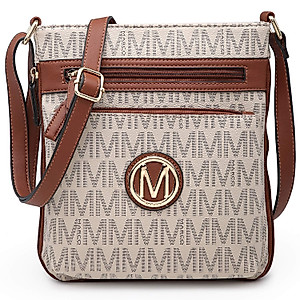 MARCO M KELLY Crossbody Bags Purses for Women Trendy Multi Pockets Monogram Zip Shoulder Bags Ladies PU Leather Handbag