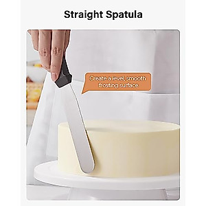 Kootek Cake Decorating Kit Baking Supplies Cake Turntable with 2 Frosting Straight Angled Spatula 3 Icing Smoother Scrapers Baking Accessories Tools for Beginners and Pros, Pink