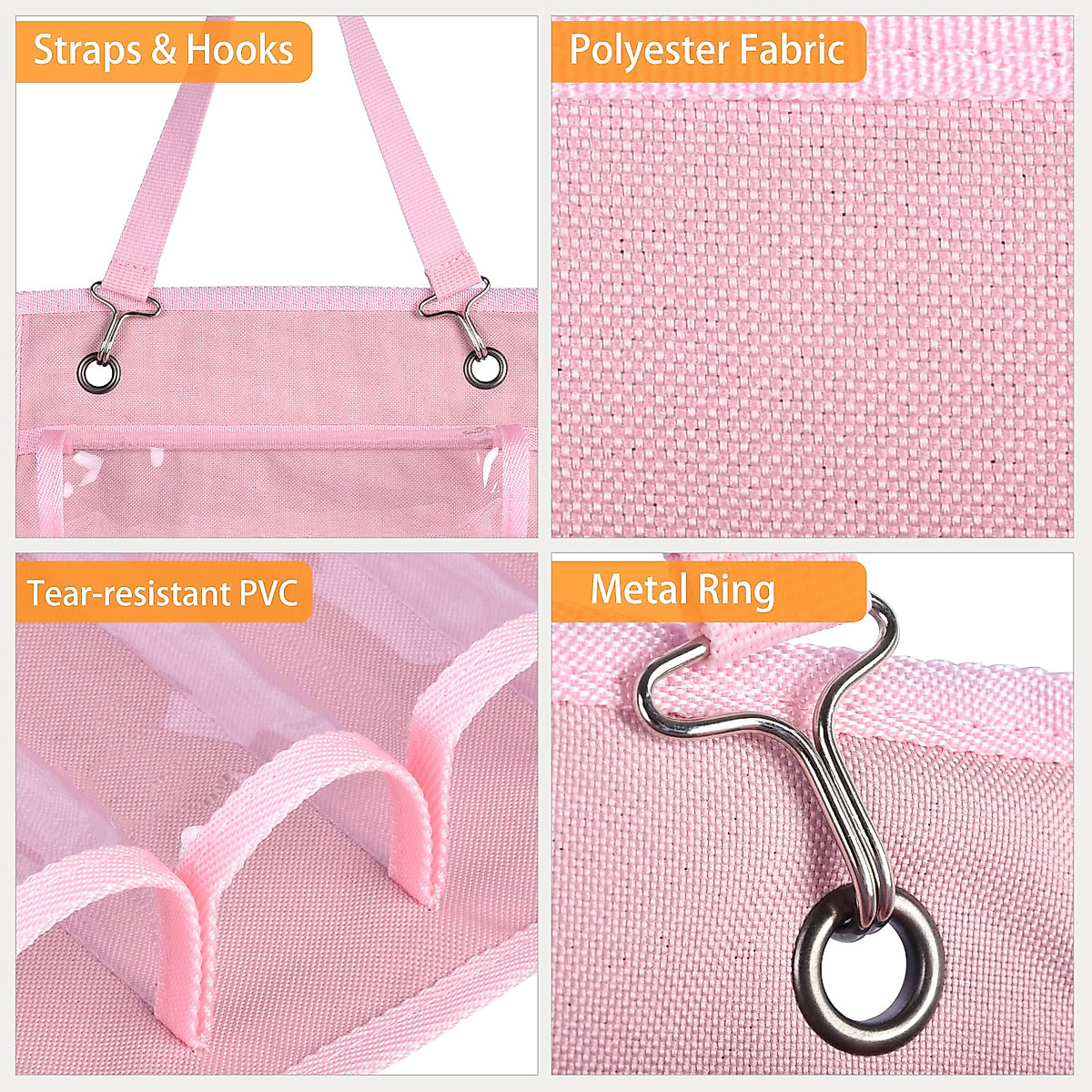 Mightree Vinyl Roll Holder, Wall Mount Vinyl Roll Organizer, Foldable Vinyl Holder Bag for Craft Collecting Vinyl Paper, Wrapping Paper, Hanging Door Vinyl Bag with 24 Compartments, Pink