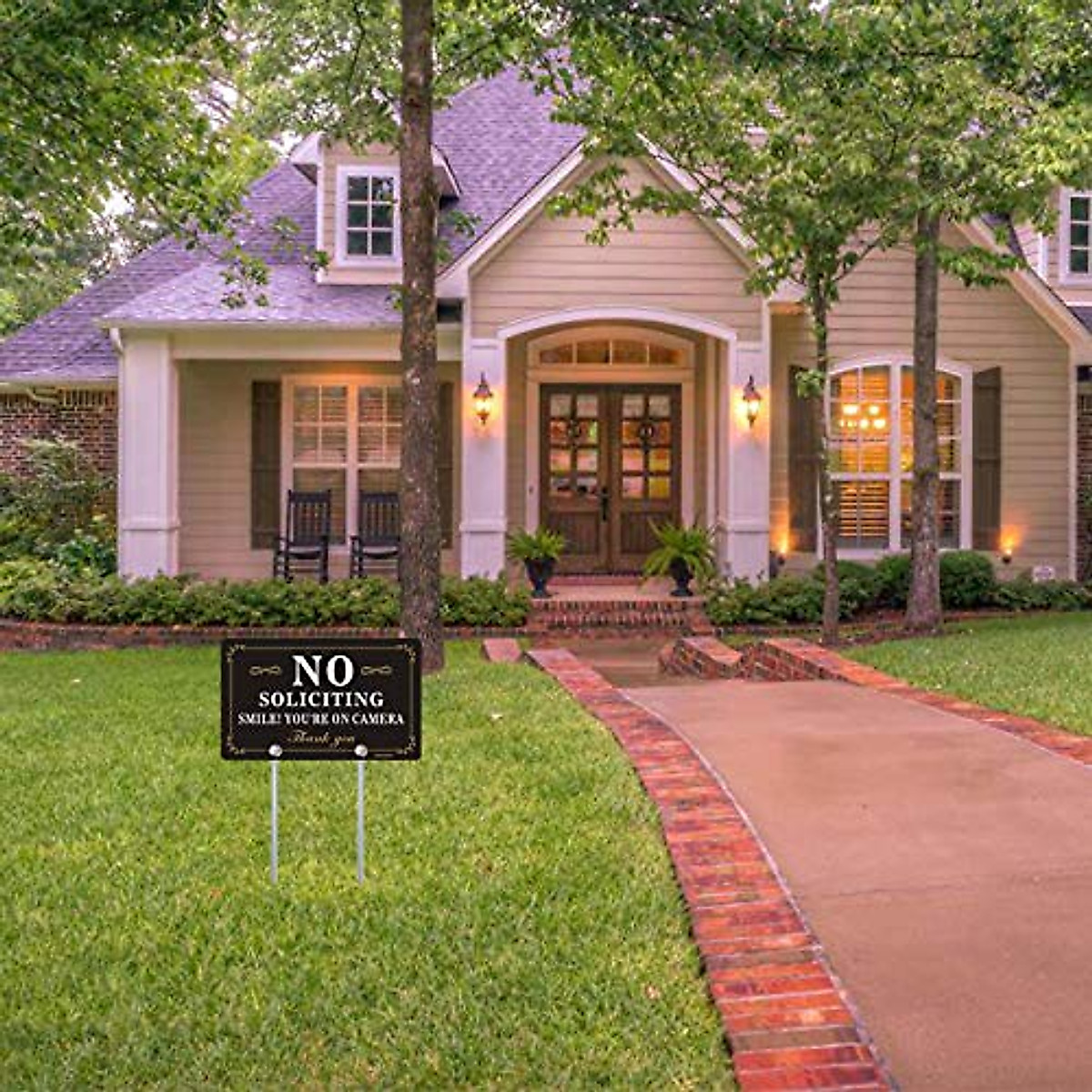 Uflashmi No Soliciting Sign for House Yard, No Soliciting Signs for Home with Stake, 13X7.87 inch