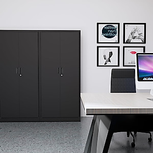 CJF Locking Storage Cabinet with 5 Adjustable Shelves, Metal Storage Cabinet, Garage Storage Cabinet for Home Office, Utility Room, School, Warehouse