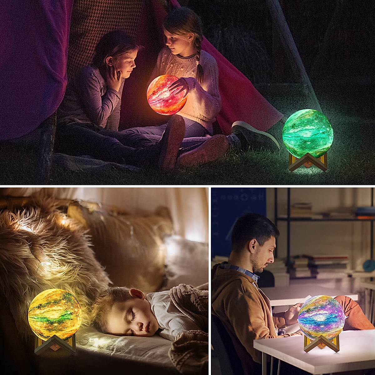 DTOETKD Moon Lamp, Kids Night Light, 16 Colors Galaxy Lamp, 5.91 inch 3D Printing LED Moon Light with Stand, Remote&Touch Control, USB Rechargeable Birthday Christmas Gift for Girls Lover, Home Decor