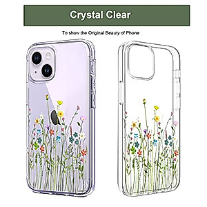 Unov Clear Case with Design Embossed Floral Pattern Compatible with iPhone 14 /13 Soft TPU Bumper Slim Protective 6.1 Inch (Flower Bouquet)