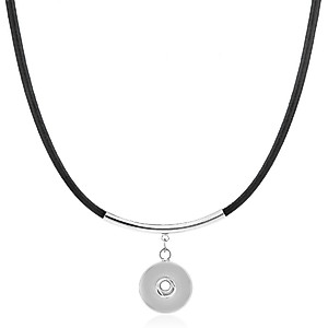My Prime Gifts Snap Jewelry Pendant & Necklace Black Leather Length 18-20" Holds 18-20mm Standard Snaps
