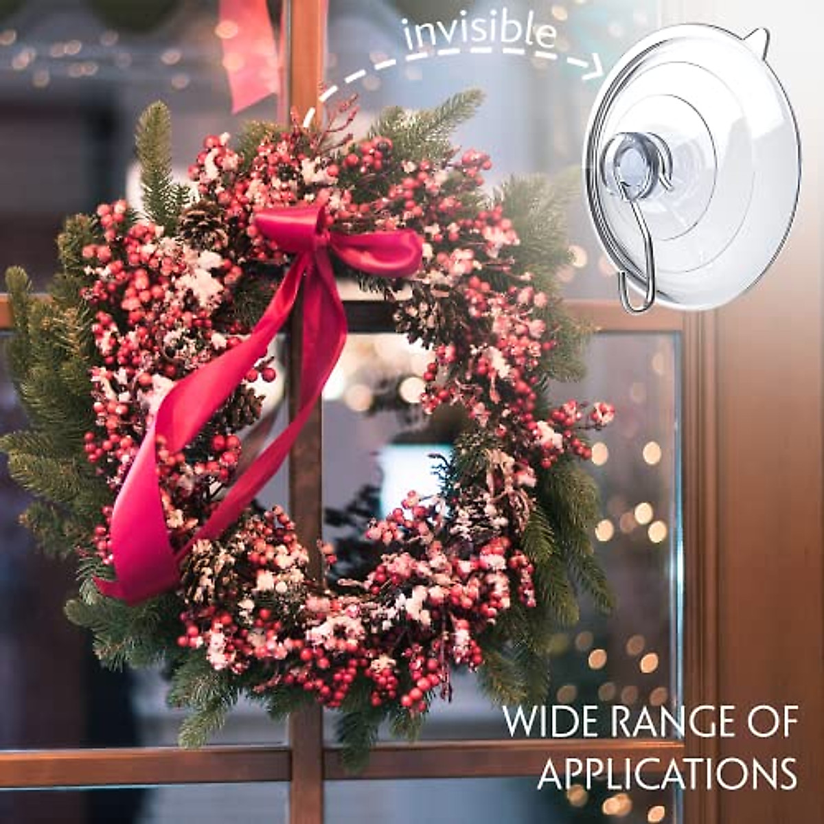 J-One Suction Cups with Hooks, 12 pcs Upgraded Window Suction Cups with Hooks Upgraded PVC Suction Cup with Stainless Steel Hook Removable, 4 Sizes Large Medium, Small Suction Cups with Hooks