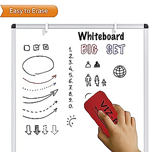 VIZ-PRO Magnetic Portable Easel Dry Erase Board, Flipchart Easel Stand Tripod Whiteboard, 24"W x 36"L