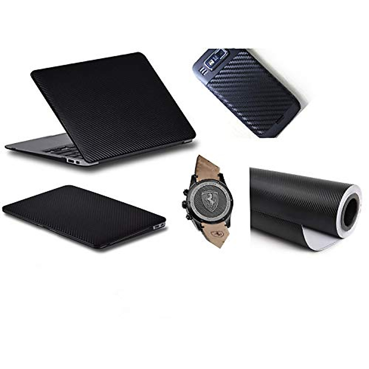 3D Black Carbon Fiber Vinyl Wraps, Car DIY Wrap Vinyl Roll Film Self-Adhesive Twill Weave Sheet Sticker with air Release Technology (1ft x 5ft)