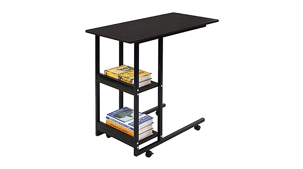 Movable Office Desk with Wheels - Space-Saving & Durable Black Design