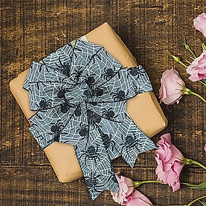 ACSENCETER Wired Ribbon - 2.5" x 10 Yards, Perfect for DIY Handmade Spider Web Pattern Gift Ribbon Wrapping Party Decorations, All Handmade and Sewn Halloween Fabrics