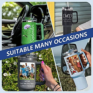 RYTOTHU Personalized Tumbler with Handle and Straw - 40 Oz Custom Insulated Stainless Steel Tumblers with Name, Customized Travel Coffee Cup, Personalized Photo Gift for Women Men