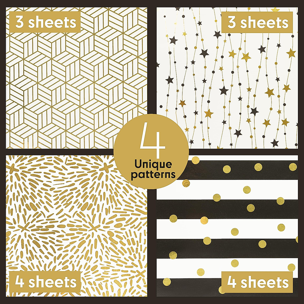 Gift Wrapping Paper Sheets- Elegant Gift Wrap, Fancy Gold and White Wrapping Paper for Men or Women, 14 Sheets Gift Wrap Paper for Christmas, Wedding, Birthday, Anniversary, or Any Occasion!