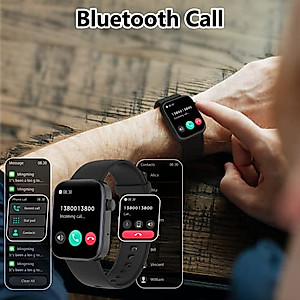 Smart Watch, 1.8'' Fitness Watch with Text and Call, Activity Tracker Smartwatch with Heart Rate, Blood Oxygen, and Sleep Monitor, IP68 Waterproof, for Women and Men iPhone Android Phones Compatible