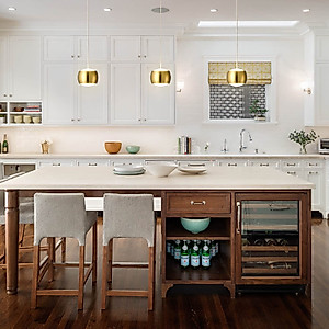 ADCTHOME Modern LED Dimmable Pendant Light fixtures,Mini Island Pendant Lighting for Kitchen Island Dinning Room,Bedroom,Bar, Kitchen Island Ceiling Hanging Light Fixtures(gold-3-Pack)