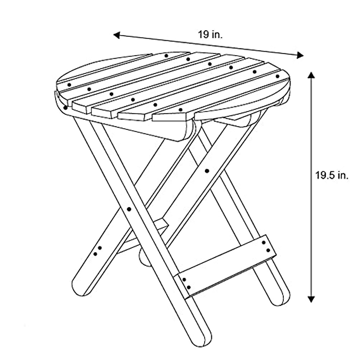 Classic Design Adirondack Round Folding Patio Table with Slated Top & Genuine Cedar Wood Construction | Aqua Blue Color Weatherproof Finish Best for Indoor Outdoor Use | Water & Rust Resistant