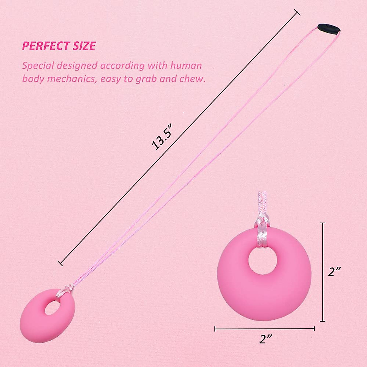 Chew Necklace for Sensory Kids Girls, Chewy Necklace Sensory Chew Toys for Adults with Autism ADHD Anxiety, Silicone Sensory Necklaces for Chewing - 3 Pack