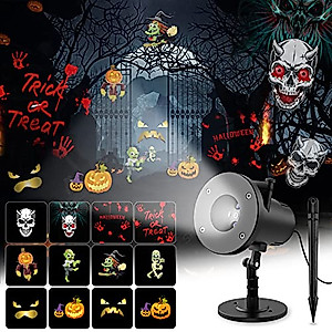 Dr. Prepare Halloween Projector Lights Outdoor, Scary Halloween Ghost Projector Show with 12 Dynamic Patterns, Waterproof Spooky Halloween Decorations Outdoor Indoor for Holiday Christmas Party House
