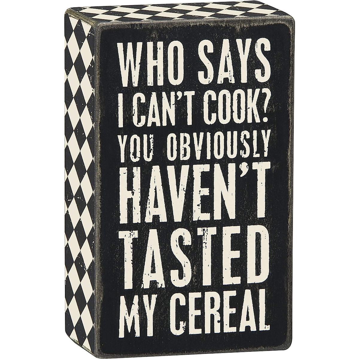 Primitives by Kathy 23265 Diamond Print Trimmed Box Sign, 3 x 5-Inches, Cereal