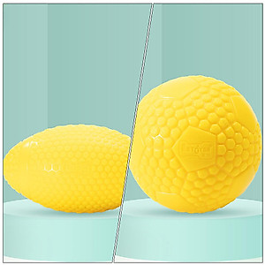 Yustery 2Pcs Dog Squeaky Balls Toys Plastic Rugby Football Toys Interactive Dog Toys Dog Bite Toys