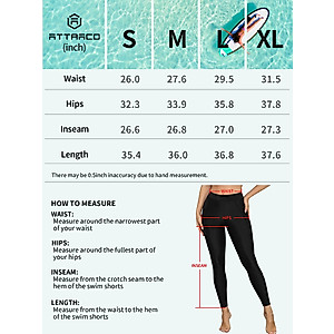 ATTRACO Women Swimming Pants High Waisted Swim Tights Swim Leggings with Pockets Navy L