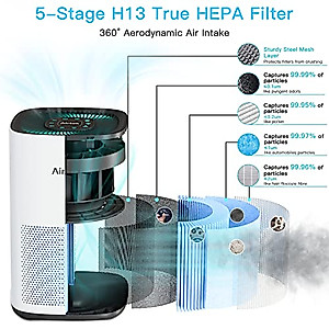 Airtok Air Purifiers for Home Bedroom up to 793 sq. Ft, H13 HEPA Filter 99.9% Effectively Removal Large Room for Wildfire Smoke Dust Pet Dander | Ozone-Free- White