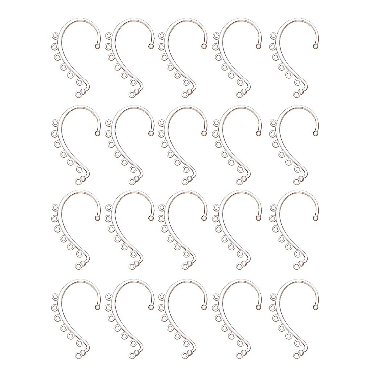 Generic 20Pcs DIY Ear Cuff Wrap Long Chain Tassel Drop Earrings Ear Crawler DIY Earrings Silver