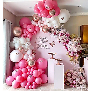 BALONAR 140Pcs Disco Cowgirl Pink Balloons Arch Garland Kit with 22/12/10/5inch Hot Pink Silver Cow Print Farm Animal Balloons for Girl Birthday Party Baby Shower Bridal Shower Wedding Supplies (Pink)
