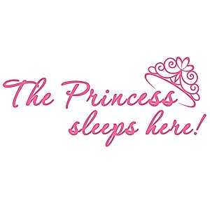 The Princess Sleeps here - Pure Vinyl Carved Wall Decal Without Transparent Edge Removable Art Letters Quotes Girl's Room Cute Décor - Pink