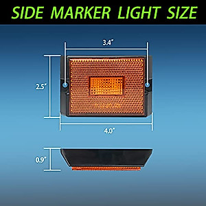 Serlainxin Led Trailer Marker Lights, Trailer Amber Side Marker Lights, Rectangular Light Reflectors For Trailers, Dot Approval Trailer Clearance Lights, Utility Trailer Running Lights, 2Pack
