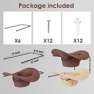 Cowboy Hat Rack - 6 Pcs Cowboy Hat Holder Organizer for Wall Décor Keeps Original Shape of Hat Black Western DIY Hat Display Storage (Without Boards)