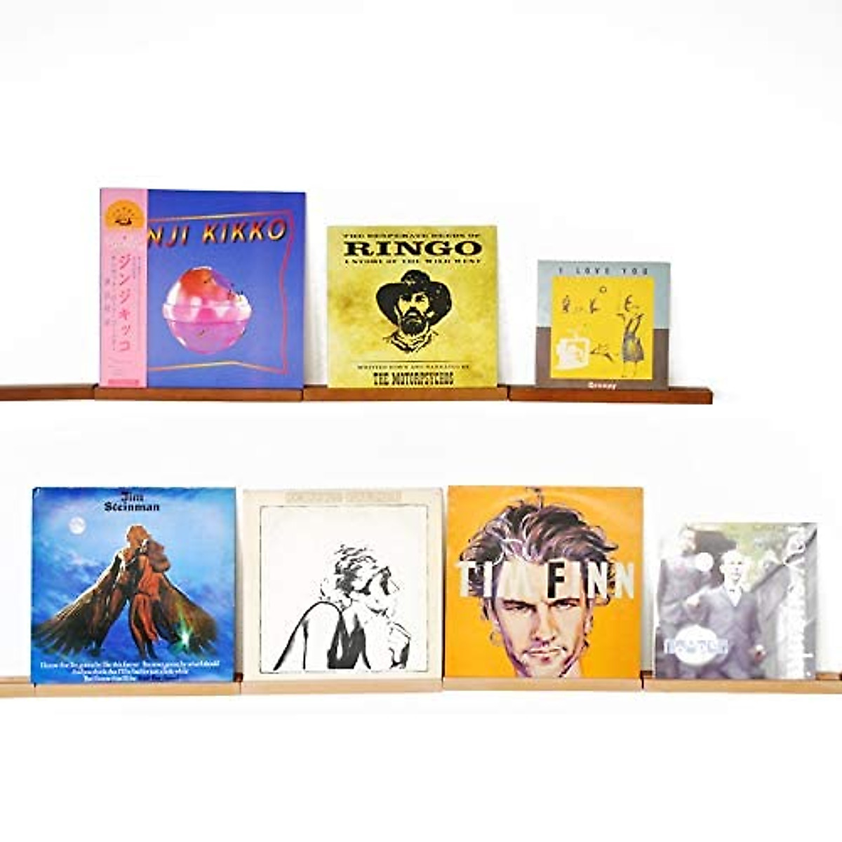 Vinyl Record Shelf Wall Mount natural Wood, Album Record Holder Display Your LP in home and office (brown)