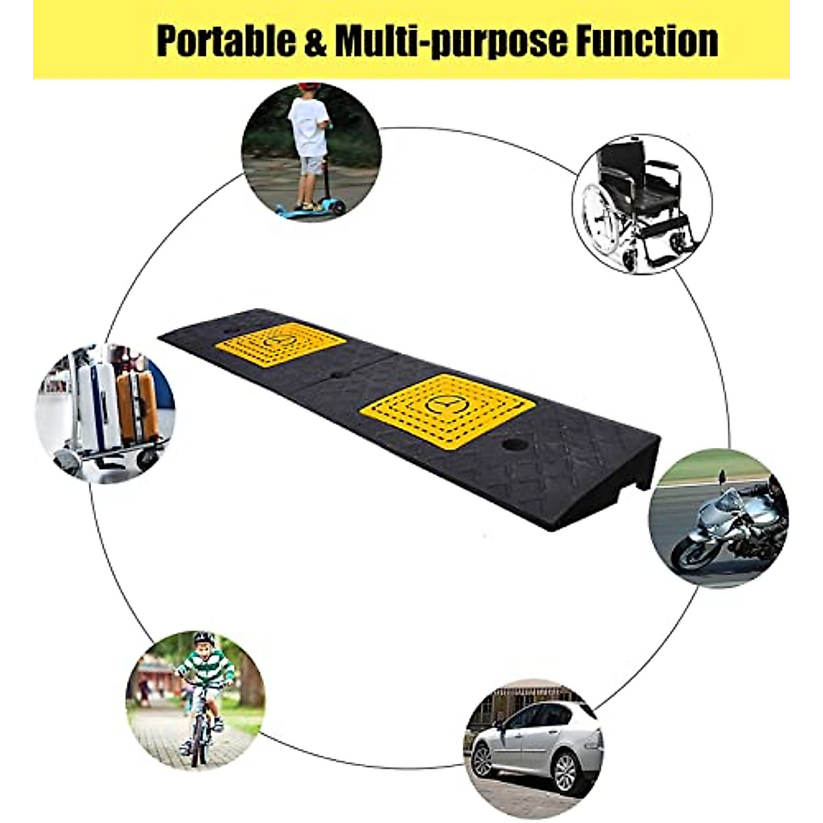 Threshold Ramp, 2in/ 2.5in/ 3in Rise Curb Ramp, Garage Dock Threshold Handicap Ramp with Non Slip Surface, Heavy Duty Rubber Driveway Ramp, Easy Install (Size : 7cm/2.8in)