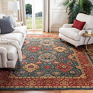 SAFAVIEH Mahal Collection 11' Square Navy / Red MAH655C Traditional Oriental Non-Shedding Living Room Bedroom Dining Home Office Area Rug