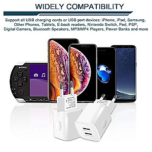 European Travel Plug Block, Wall Charger Power Adapter for Europe Adaptor, 2.1A Dual Port USB Cube Fast Charging Box Base Brick for iPhone 13 Pro Max 12 11 XR XS X/8/7, US American to Europe Converter
