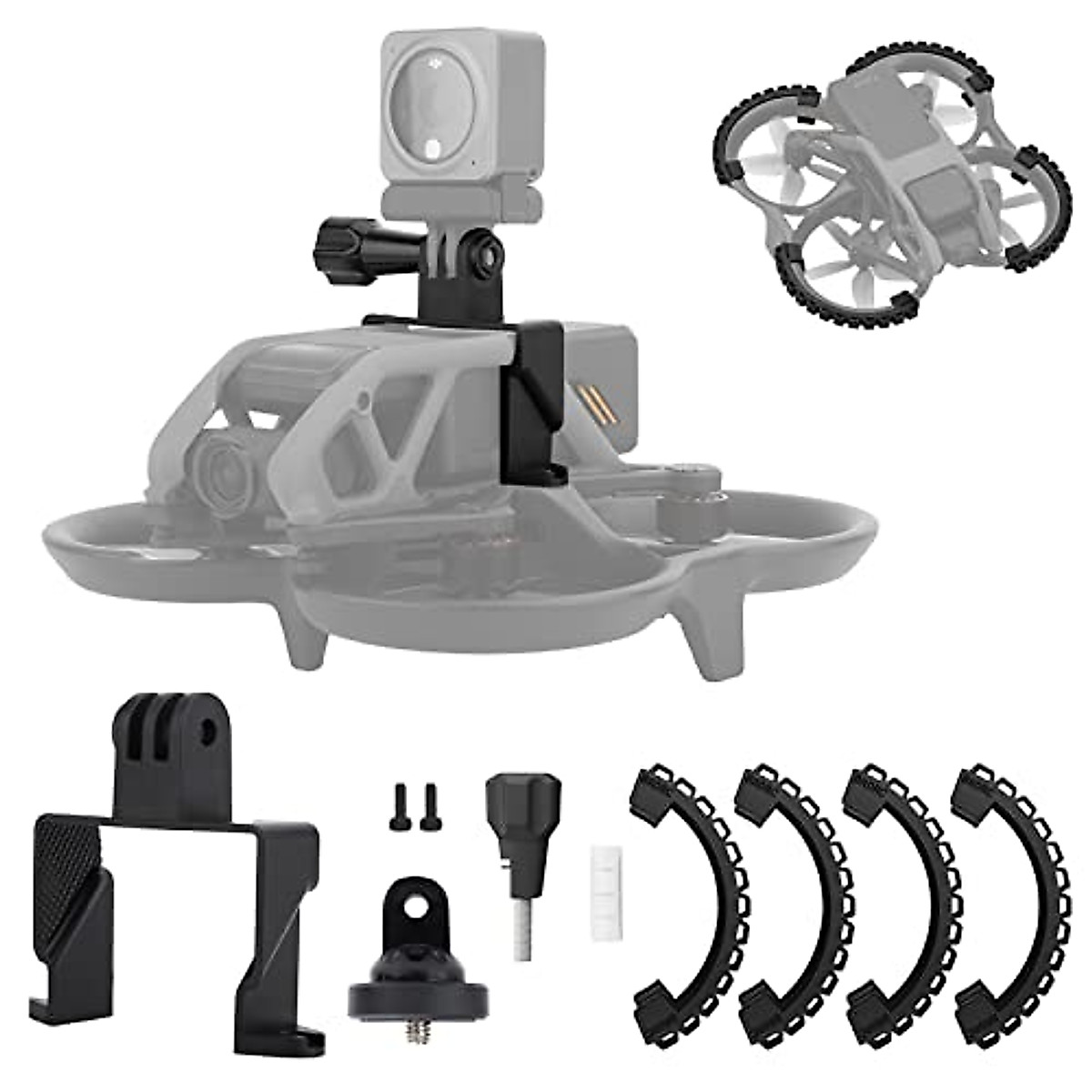 O'woda Camera Mount with Protective Bumper Ring for DJI Avata, Top Extension Bracket Multifunction Holder + Propeller Guard for DJI Avata Accessories, Compatible with Insta360 / GoPro / DJI Camera