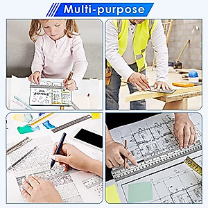 Gimars 3 Pcs Nonslip Unique Measure on Both Ends Design 6 +12 inch Stainless Steel Metal Ruler Kit, Easy to Read Inch&mm&cm Directly, More Polished Edge for School, Office, Architect, Engineers, Craft