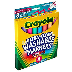 Crayola Washable Markers, Assorted Tropical Colors, 8 Count
