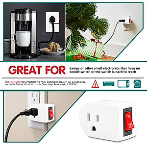 ANKO Grounded Outlet Adapter, ETL Listed Wall Tap Adapter with Red Indicator On/Off Power Switch (4 Pack)