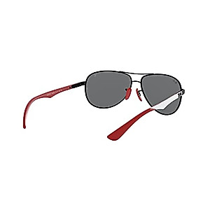 Ray-Ban RB8313M Scuderia Ferrari Collection Aviator Sunglasses, Black/Grey Mirrored Silver, 61 mm