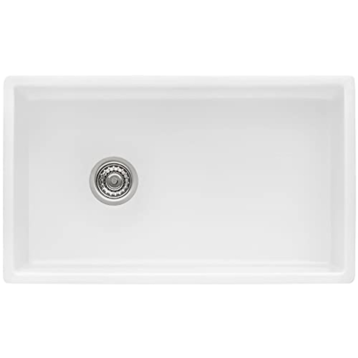 Ruvati 30-inch Fireclay Farmhouse Offset Drain Kitchen Sink Single Bowl White - Left Drain - RVL2018WL