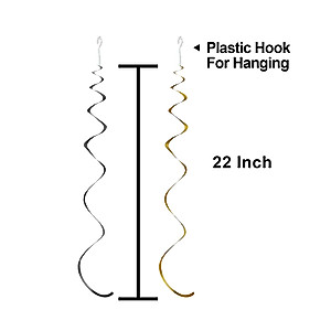 Happy 19th Birthday Party Hanging Swirls Streams Ceiling Decorations, Celebration 19 Foil Hanging Swirls with Cutouts for 19 Years Old Black and Gold Birthday Party Decorations Supplies