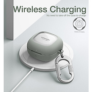 SURITCH Protective Case for Samsung Galaxy Buds FE(2023)/Buds 2 Pro(2022)/Buds 2(2021)/Buds Pro(2021)Buds Live(2020), Shockproof Sturdy Earbuds Cover for Charging Case with Heavy-Duty Carabiner, Green