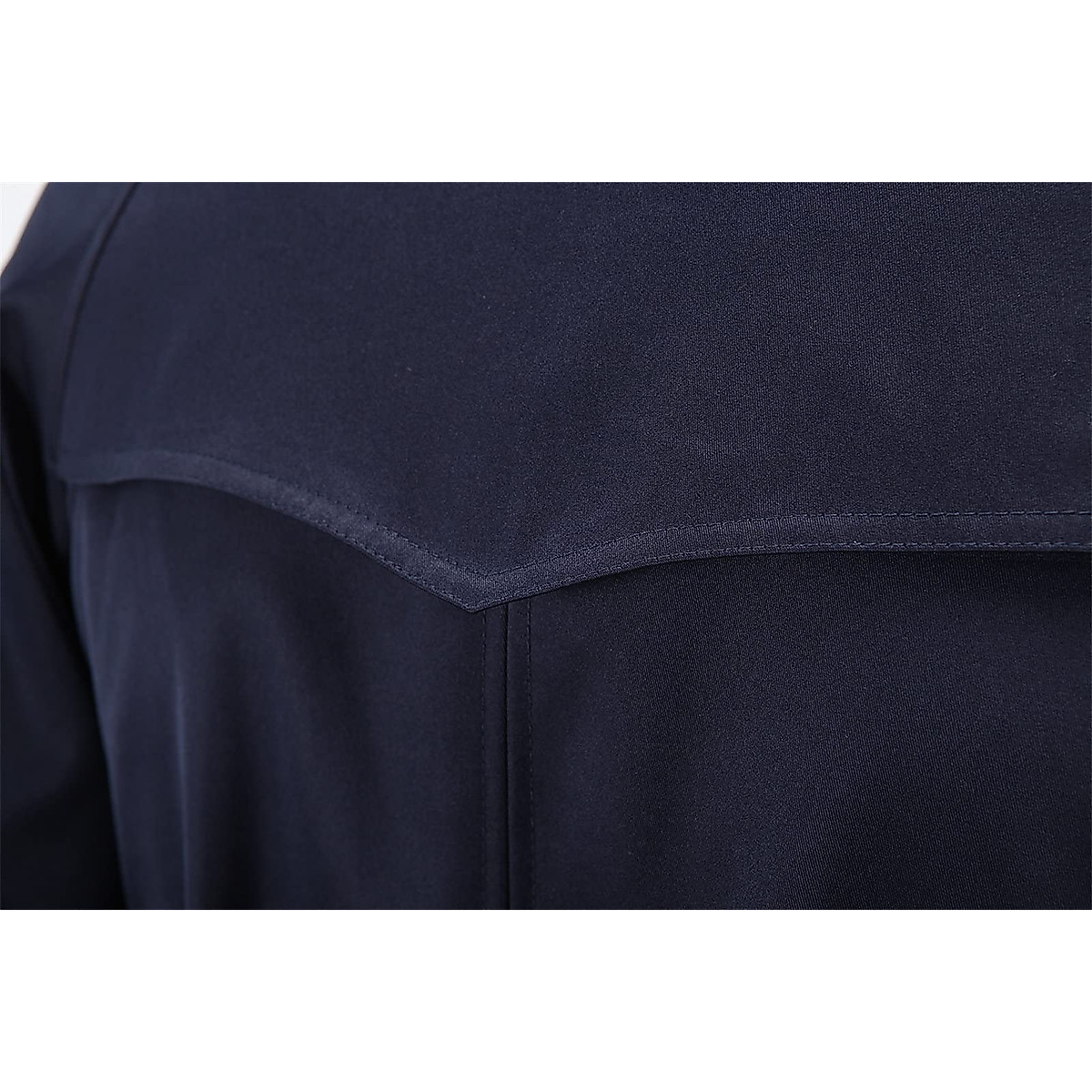 Maiyifu-GJ Men's Double Breasted Trench Coat Stylish Slim Fit Mid Long Belted Windbreaker Lapel Military Jacket with Belt (Dark Blue,XX-Large)